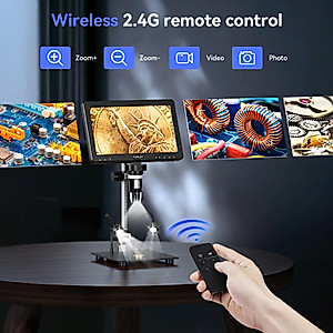 TOMLOV DM9 Max Digital Microscope: 10.1" 1500X 20MP HD IPS HDMI Coin Microscope Magnifier for Error Coins with Screen, LCD Soldering Microscopes for Adults, 10 LED Lights, PC/TV Compatible, 64GB