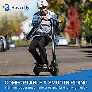 Hoverfly F1 Electric Scooter, 8.5" Pneumatic Tire, Max 15 Mile & 15.5 Mph by 300w Motor, 2 Speed Gear and Safe Headlight and Taillight,Aluminum Alloy Frame & Cruise Control,Foldable Escooter for Adult