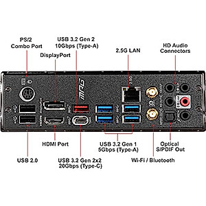 MSI MPG Z490 GAMING EDGE WIFI ATX Gaming Motherboard (10th Gen Intel Core, LGA 1200 Socket, DDR4, CF, Dual M.2 Slots, USB 3.2 Gen 2, Wi-Fi 6, DP/HDMI, Mystic Light RGB)