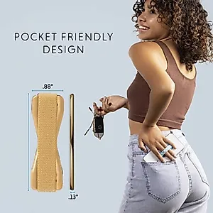 LOVEHANDLE Phone Grip for Most Smartphones and Mini Tablets, Metallic Gold Colored Elastic Strap with Metallic Gold Base, LH-01-SolidGold