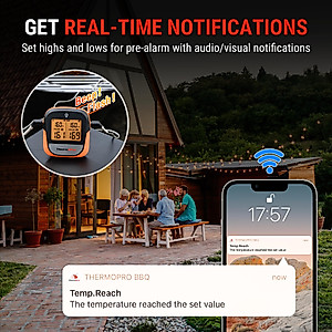 ThermoPro TP902 450-ft Wireless Meat Thermometer Digital, Bluetooth Meat Thermometer Wireless for Meat Steak, Smoker Thermometer with Dual Meat Probe, Cooking Food Thermometer for grilling and smoking