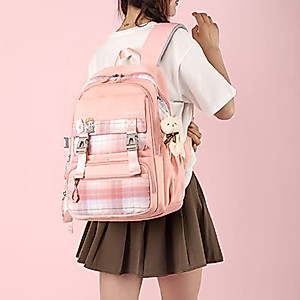 EGEN Large Capacity Kawaii Backpack Back to School Essential Aesthetic Backpack (Black)