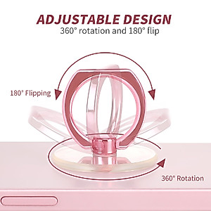 Pink Jsoerpay Clear Phone Ring Holder 2 Pack, Transparent Cell Phone Ring Grip 360°Rotation Finger Ring Stand, Phone Kickstand Compatible with Most of Phones, Tablet and Case