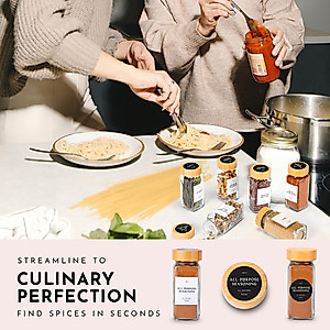 FINESSY Glass Spice Jars with Labels Bamboo, 36 pcs Glass Seasoning Containers, Spice Containers Set with Shaker Lids Seasoning Jars, 4 oz Empty Spice Bottles Storage, Kitchen Seasoning Organizer