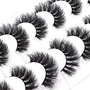 Wleec Beauty Fluffy Mink Lashes 16mm, 3D Fake Eyelashes Thick, Dramatic Eye Lashes Pack (7 Pairs, Black, FM36)