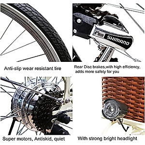 NAKTO 350W Electric Bike 26" Commuting E-Bike 6 Speed Electric Bikes for Adults City Ebike for Women High Speed Electric Bikes with 36V 12AH Removable Battery