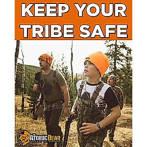 Atomic Bear Paracord Bracelet (2 Pack) - Adjustable - Fire Starter - Loud Whistle - Perfect for Hiking, Camping, Fishing and Hunting - Black & Black+Orange