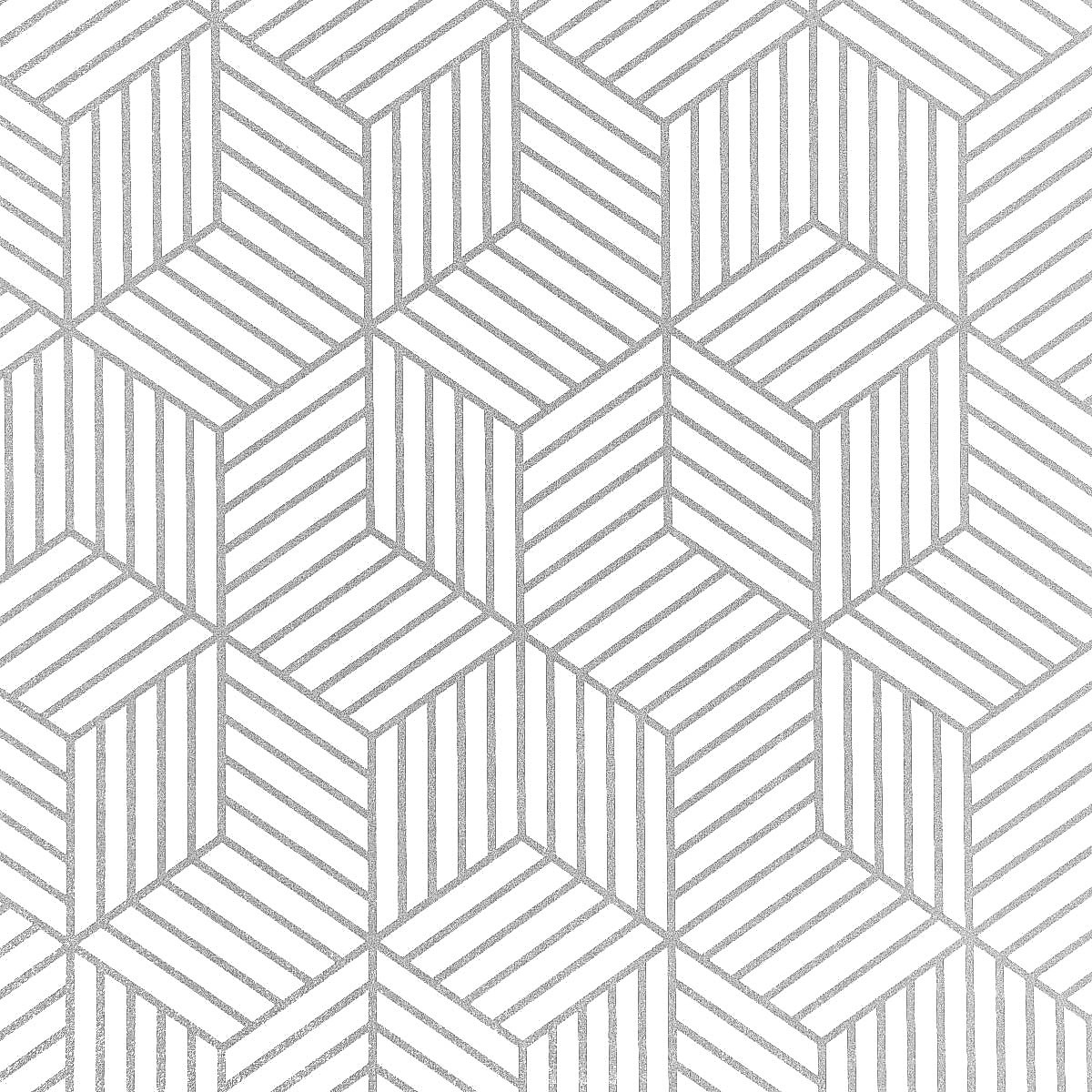 WENMER Geometric Hexagon Wallpaper Contact Paper 17.71 Inch x 118 Inch Geometric Hexagon Silver Peel and Stick Wallpaper Self Adhesive Wallpaper Vinyl Film Shelf Paper & Drawer Liner Roll for Home Use