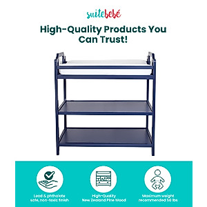 Suite Bebe Celeste Changing Table Safety Rail Included, Navy Blue