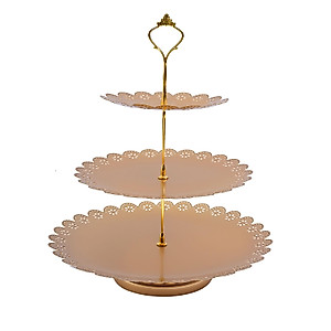 Gold Cake Stands Set Cake Pedestal Display Table Tiered Cupcake Holder Metal Round&Geometric Dessert Holder Set Candy Pastry Plate Decorating for Anniversary Wedding Birthday Party