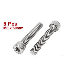 uxcell® M8 x 50mm Threaded Stainless Steel Hex Socket Head Cap Screws 5 Pcs