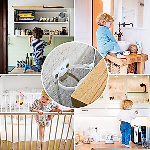 12 Pcs Furniture Straps, Baby Proofing Anti Tip Furniture Anchors Kit, Adjustable Child Toddlers Secure Wall Straps, for Dresser or Bookshelf for Cabinet TV Stand Wardrobe Drawers Tables Desk