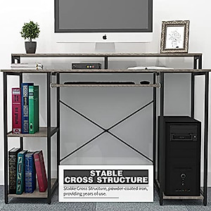 TOPSKY Compact Computer Desk with Storage Shelves/Keyboard Tray/Monitor Stand Study Table for Home Office (46.5x19 inch, Espresso Gray)