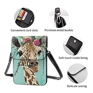 Wild Animal Giraffe Crossbody Cell Phone Bag cute Purse Bags with Shoulder Strap Holder Wallet For Women Handbag MINI Phone Bag Passport Purse Lightweight