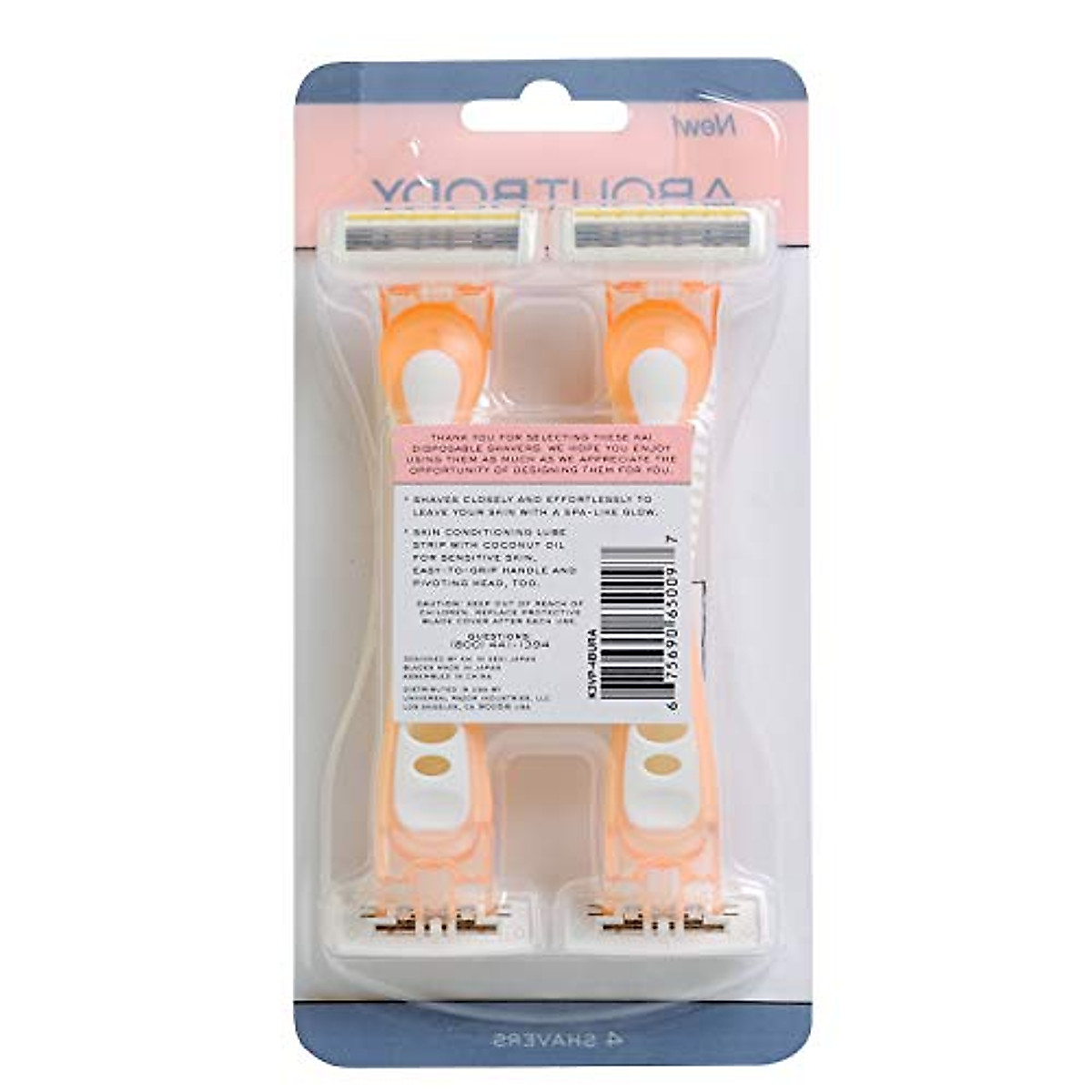 About Face Body Spa Shave 3-Blade Sensitive Disposable Razors With Coconut Oil Lube Strip, 4 Count