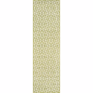 Momeni Rugs , Baja Collection Contemporary Indoor & Outdoor Area Rug, Easy to Clean, UV protected & Fade Resistant, 2'3" x 7'6" Runner, Green