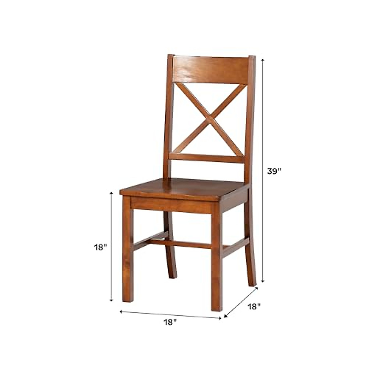 Walker Edison Modern Farmhouse Wood X-Back Armless Dining Chairs Kitchen, Set of 2, Brown