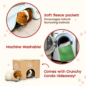 GuineaDad Original Liner - Orange Fleece Guinea Pig Bedding - Reusable Guinea Pig Cage Liner - Extra Absorbent with Waterproof Bottom and Burrowing Pocket - Small Pet Supplies - 2x3 C&C