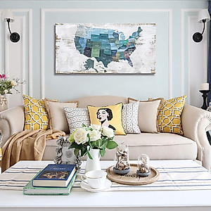 Map of The United States Wall Decor Map Canvas Wall Art for Wall Decoration Wood Background USA Canvas Prints for Bedroom Office Kitchen Home Wall Decor Framed Artwork Ready to Hang20 x40