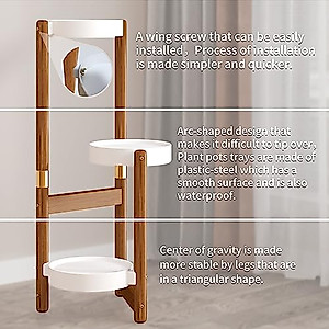 OERGKE Plant Stand Indoor Outdoor, 3 Tier Tall Wood Plant Shelf for Multiple Plants, Tiered Flower Pot Shelves Plant Holder for Patio Garden Corner Balcony Living Room Boho Deco (Walnut)