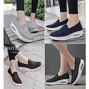 LAISMEIX Women's Orthopedic Shoes Orthopedic Platform Slope Heel Orthopedic Road Walking Sneakers Wedge Slip On Shoes Mesh Stretch Anti Slip Shoes Flat Casual Shoes Wedge Slip On Shoes Black 38