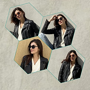 Freckles Mark Retro Hexagon Sunglasses for Men Women Vintage Small Square Glasses (Brown/Tortoise)