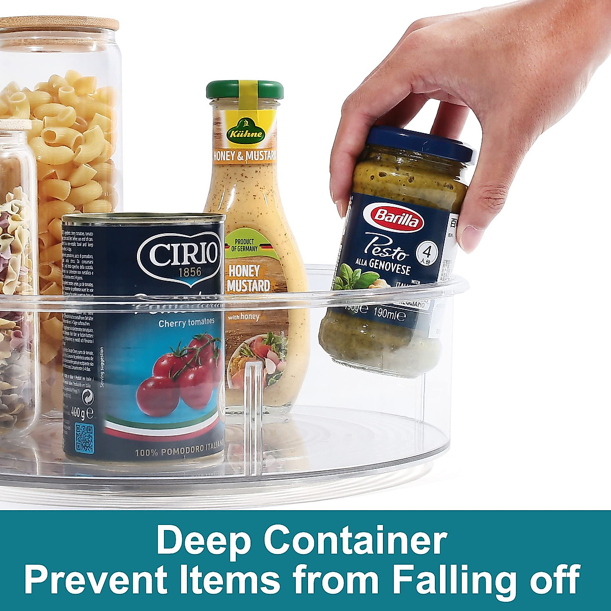 LotFancy Lazy Susan Organizer, Pack of 2, 12” and 10” Round Lazy Susan Turntable for Cabinet, Clear Plastic Rotating Storage Container for Table, Pantry