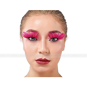 EMILYSTORES Pink Faux-Feather Costume Eye Lashes For Halloween, Dramatic Eyelashes, Party Looking, 1 Pair