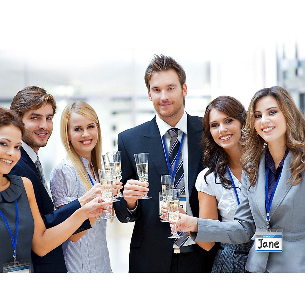 Nametag Badge Holders with Lanyard 3x4 Horizontal Badge Holder Waterproof PVC ID Cards by ZHEGUI (Royal Blue, 100 Pack)