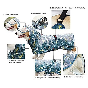 Waterproof Dog Raincoat, Adjustable Reflective Dog Rain Coat with Hoodie, Lightweight Dog Rain Jacket Dog Poncho Slicker with Leash Hole for Small Medium Large Dogs (Large, Green)