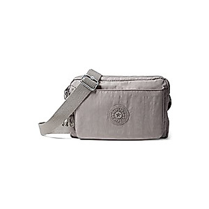 Kipling Women’s Abanu Medium Crossbody Bag, Lightweight, Adjustable Nylon Waist Pack with Multi-Compartment Zip Pockets, Grey Gris