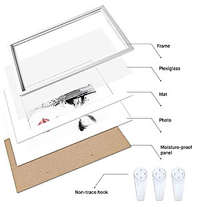 elabo 16x20 White Picture Frame (2 Pack) - High Definition Plexiglass Display Pictures 11x14 with Mat or 16x20 Without Mat - Vertical or Horizontal Wall Mounting