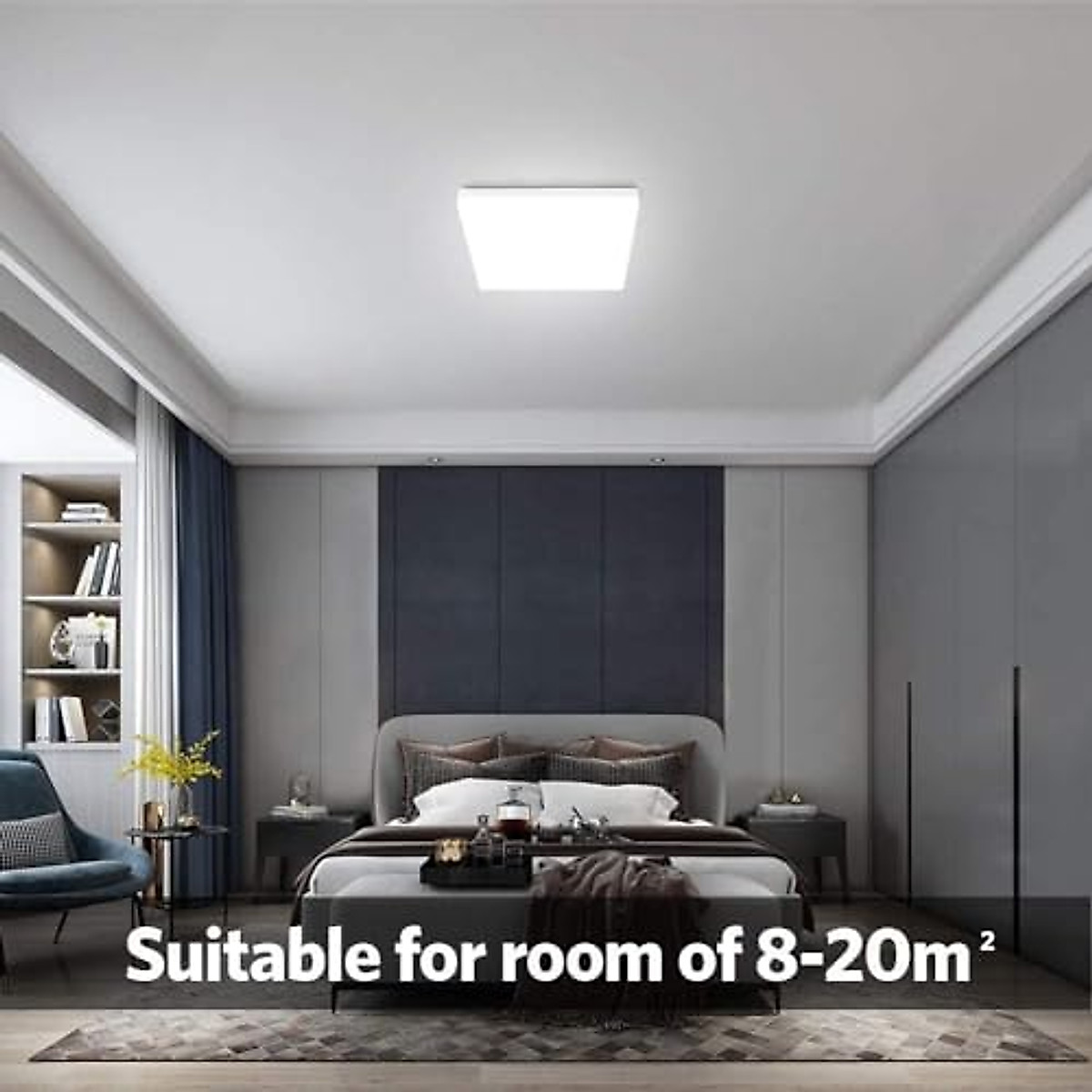 OOWOLF 25W 5000K LED Flush Mount Ceiling Light Fixture Ultra Slim, 12inch Waterproof Bathroom Square LED Ceiling Lamp Fixture Without Flicker, 85Ra+ Daylight White for Kitchen Bedroom Hallway Office