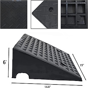 CXRCY Rubber Curb Ramp 6” Rise 2 Pack Industry Heavy Duty Black Threshold Ramps with 4 Expansion Bolts for Sidewalk, Loading Dock, Driveway, Wheelchair, Car, Bike