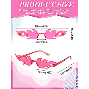 Dunzy 12 Pairs Fire Shaped Sunglasses Rimless Flame Glasses Wave Fire Y2K Glasses Frameless Eyewear(Stylish Colors)