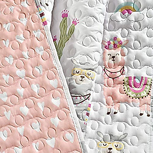 PB&J Make A Wish Southwest Llama Cactus White & Blush Reversible Throw Blanket, 50" x 60"