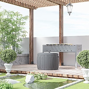 Mrosaa Deck Box Round, Patio Table, Waterproof Outdoor Storage Box for Kid Toys, Patio Furniture, Pool Tools, Outdoor Uses, Sports Equipment, Waterproof and UV Resistant Resin, 27 Gallons Grey…