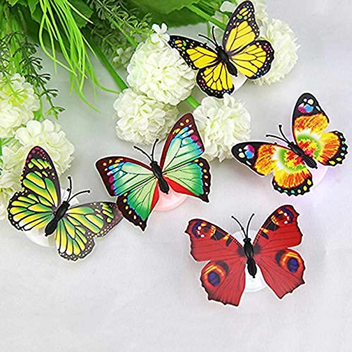 CactusAngui Night Light, Color Changing Cute Butterfly LED Night Light, Suitable for Bedroom, Bathroom, Toilet, Stairs, Kitchen, Hallway, Compact Nightlight, Warm White
