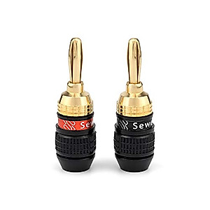 Deadbolt Banana Plugs 5-Pairs by Sewell, Gold Plated Speaker Plugs, Quick Connect