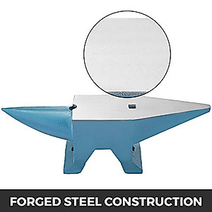 Happybuy Single Horn Anvil 110Lbs Cast Steel Anvil Blacksmith for Sale Forge Steel Tools W/Round and Square Hole and Equipment Anvil Rugged Blacksmith Jewelers Durable and Robust Metal Working Tool
