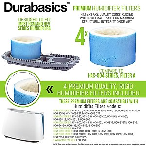 Durabasics 4 Pack of Premium Humidifier Filters - Compatible with Honeywell Humidifier Filter HAC-504, HAC-504AW & Honeywell Filter A - Replacement for Honeywell Humidifier Filters Replacement Filters
