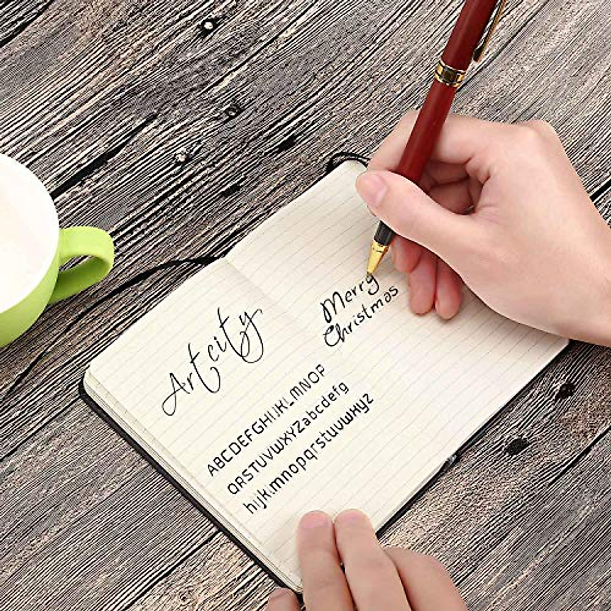 Small Pocket Notebook 3.5" x 5.5" Hardcover Lined Paper Mini Notepad with Black Leather Sketchbook Composition Notebook 1 Pack