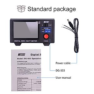 NISSEI DG-503 Digital RF Power Meter LCD 3.5" Short Wave SWR VSWR Meter HF 1.6-60MHz & VHF/UHF 125-525MHz 1-200W for Two Way Radio