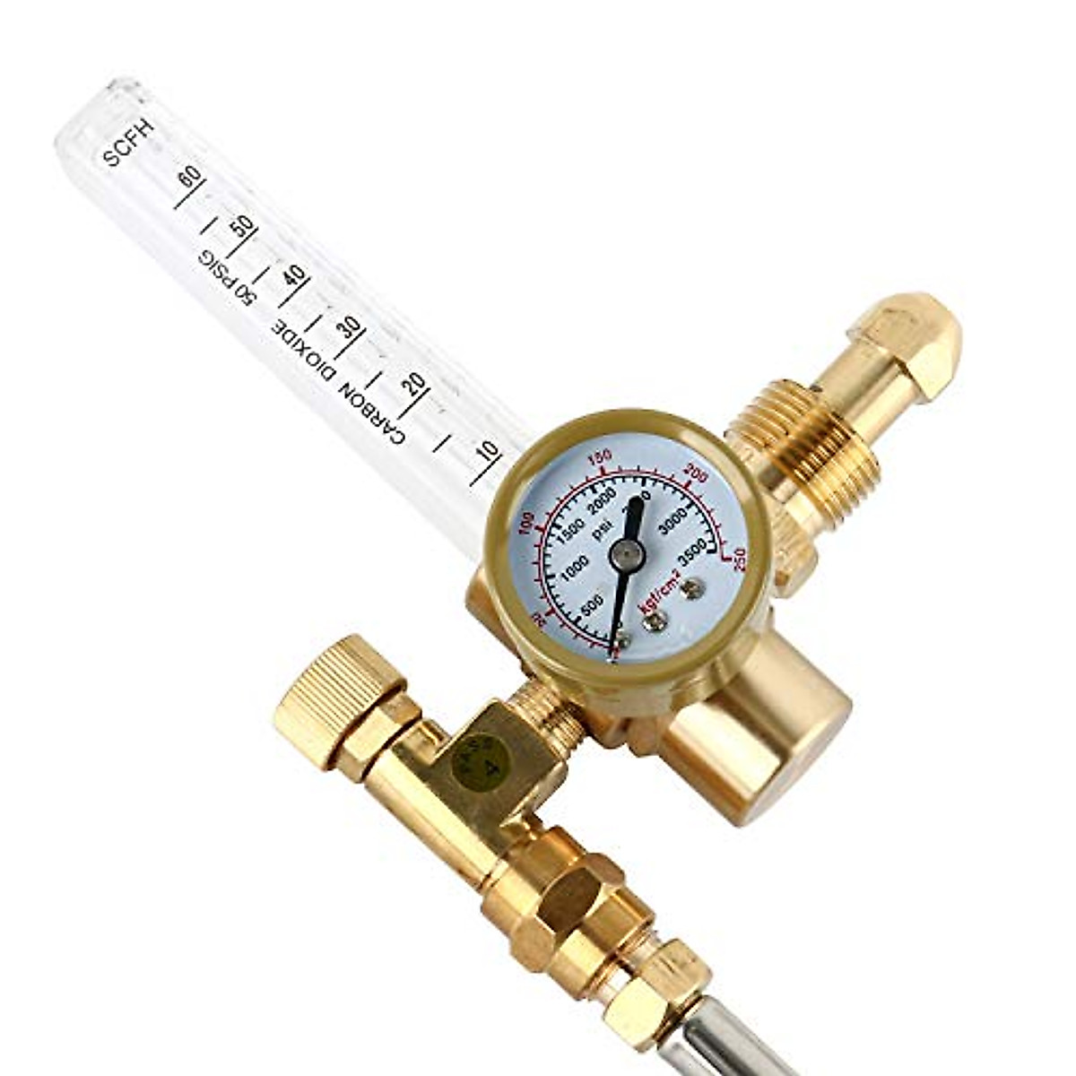 YaeTek Argon CO2 Mig Tig Flow meter 10-60 CFH Welding Weld Regulator Gauge Gas Welder CGA-580 With 80'' (6.6FT) Hose