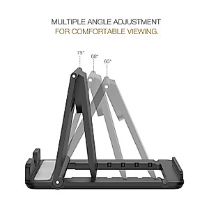 MoKo Adjustable Foldable Portable Electronic Device Stand, Compatible with 6-11 Inch Tablets and Phones, Strong and Durable ABS and Rubber Construction, Easy to Adjust and Fold