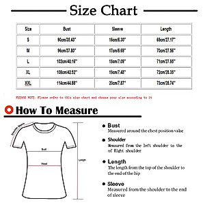 Bravetoshop T Shirt for Women Summer V Neck Short Sleeve Printed Casual Loose Fit Blouse Tops (Red,M)