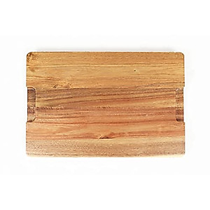 Acacia Wood Cutting Board with Compartments, Cutting Board with Juice Grooves, Charcuterie Board for Meat, Cheese, and Vegetables (Small)