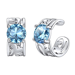 ChicSilver Celtic Knot Ear Cuff 925 Sterling Silver Conch Ear Cuff for Women Adjustable Blue Aquamarine Birthstone Non Piercing Helix Cartilage Ear Cuff earrings - March