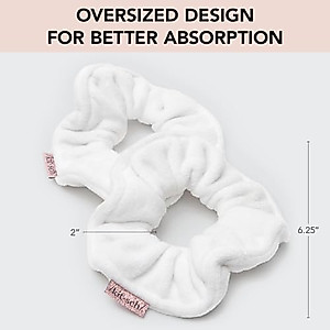Kitsch Microfiber Hair Towel Scrunchies - Ultra Soft, Large, 2 pcs (White) - Ideal for Thick, Thin, Curly or Straight Hair - Fast Drying Magic - Perfect for Women and Girls - Machine Washable