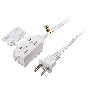Cable Matters 16 AWG 2 Prong Extension Cord 25 ft, UL Listed (3 Outlet Extension Cord) with Tamper Guard White